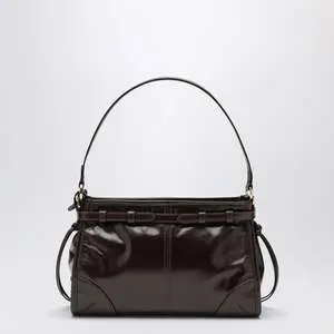 Prada Bonnie Small Hobo Handbag In Calf Leather, Dark - Brown