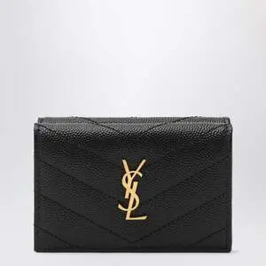 Saint Laurent Cassandre Matelasse Compact Wallet - Black