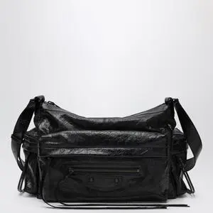 Balenciaga Le City Medium Multi-pocket Lambskin Crossbody Bag - Black