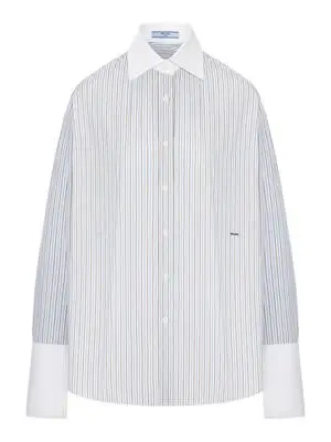 Prada Striped Cotton Shirt With Contrasting Cuffs - Multicolor
