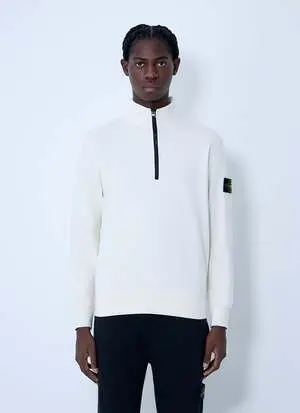 Stone Island Logo Patch Cotton Knit Zip-up Sweater - Multicolor