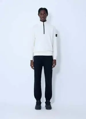 Stone Island Logo Patch Cotton Knit Zip-up Sweater - Multicolor