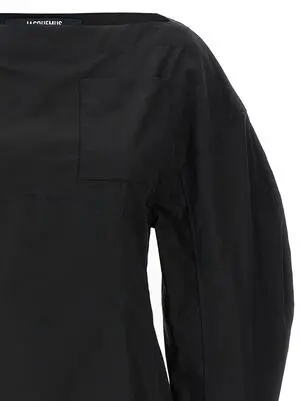 Jacquemus Cotton Poplin Shirt Dress - Black