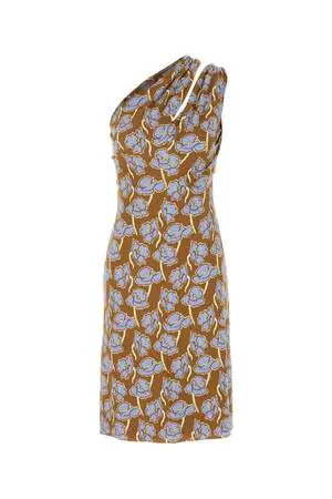 Versace Printed Stretch Crepe One-shoulder Dress - Multicolor
