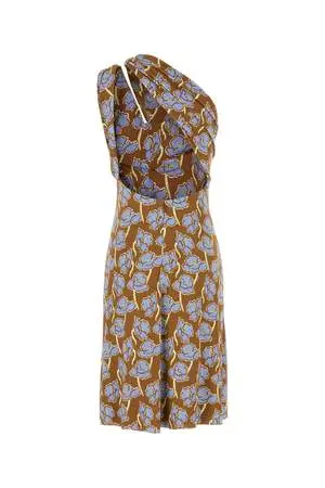 Versace Printed Stretch Crepe One-shoulder Dress