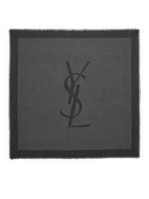 Saint Laurent Cassandre Square Scarf In Silk And Cashmere - Multicolor
