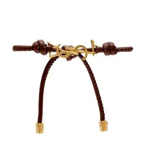 Saint Laurent Cassandre Leather Bracelet - Brown