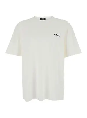 A.p.c. Crew Neck T-shirt With Embroidered Logo On The Front In Cotton - White
