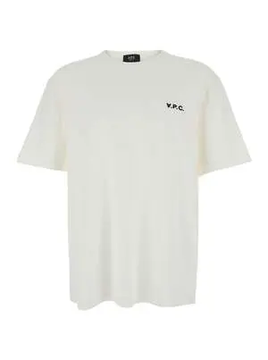 A.p.c. Crew Neck T-shirt With Embroidered Logo On The Front In Cotton - White