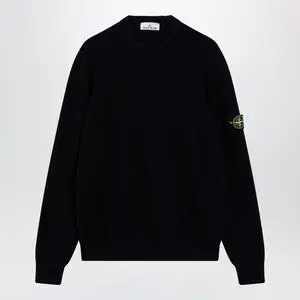 Stone Island Navy Wool Crewneck Sweater - Blue
