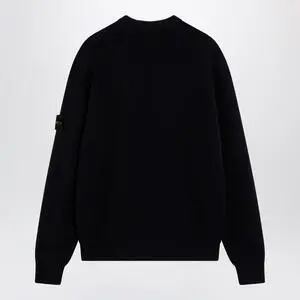 Stone Island Navy Wool Crewneck Sweater - Blue