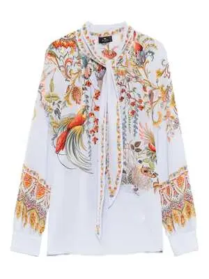 Etro Bird Print Silk Blouse