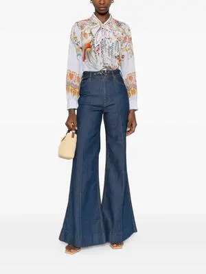 Etro Bird Print Silk Blouse
