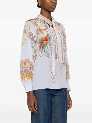 Etro Bird Print Silk Blouse