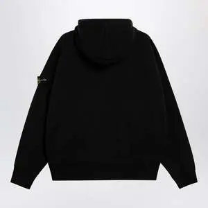 Stone Island Organic Cotton Hooded Zip Sweatshirt - Black