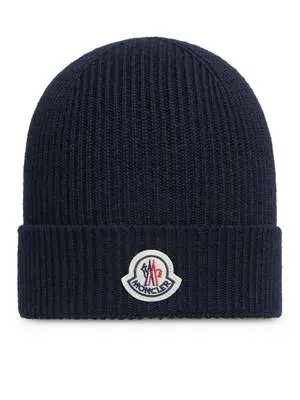 Moncler Logo Wool Hat - Blue
