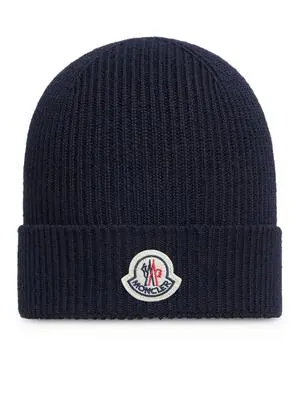 Moncler Logo Wool Hat - Blue