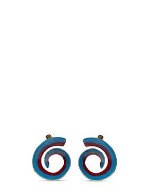 Marni Astral Blue Enameled Metal Spiral Earrings - Multicolor