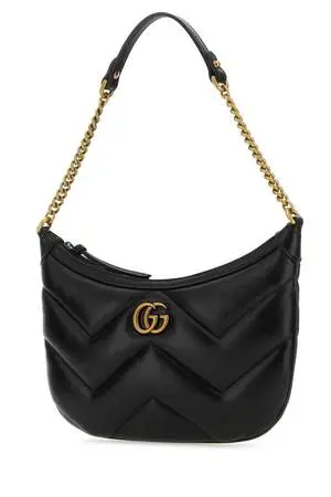 Gucci Leather Gg Marmont Shoulder Bag - Black