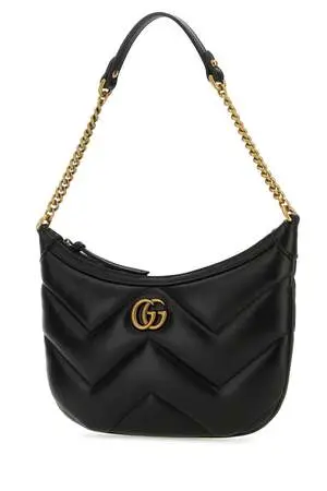 Gucci Leather Gg Marmont Shoulder Bag - Black