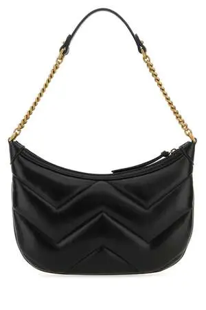 Gucci Leather Gg Marmont Shoulder Bag - Black