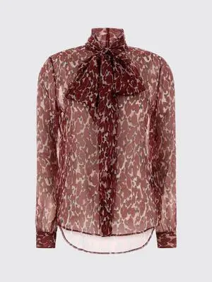 Saint Laurent Floral Print Silk Shirt - Red