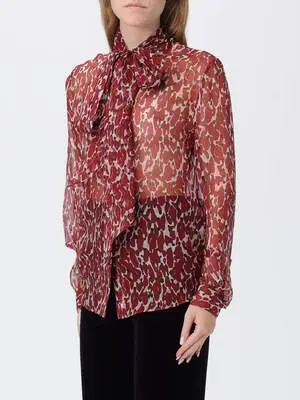 Saint Laurent Floral Print Silk Shirt - Red