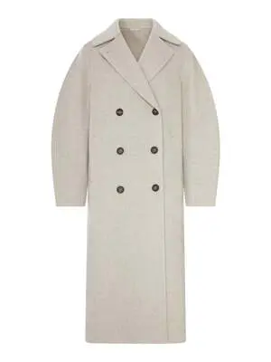 Brunello Cucinelli Long Wool & Cashmere Coat - Cream