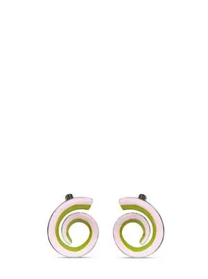 Marni Soft Pink Enameled Metal Spiral Earrings - Multicolor