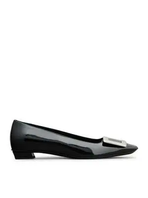 ROGER VIVIER Belle Vivier Patent Leather Ballerinas - Black