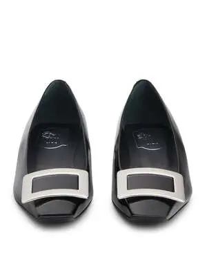 ROGER VIVIER Belle Vivier Patent Leather Ballerinas - Black