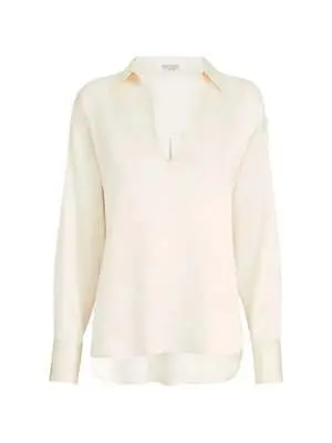 Brunello Cucinelli Silk Polo Blouse - Multicolor