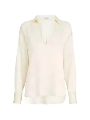 Brunello Cucinelli Silk Polo Blouse - Multicolor