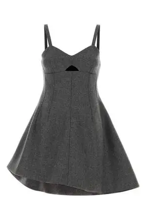 JIL SANDER Dark Grey Wool Mini Dress - Gray