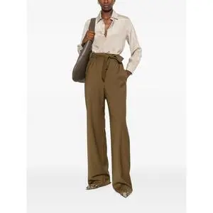 Max Mara Silk Embroidered Logo Classic Collar Shirt - Cream