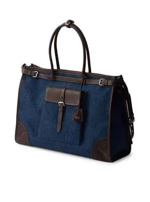 Prada Bonnie Shopping Bag In Denim And Leather
