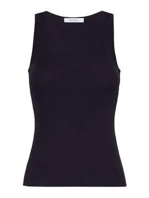 Max Mara Fitted Ribbed Top In Viscose Crepe - Black
