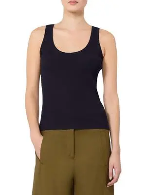 Max Mara Fitted Ribbed Top In Viscose Crepe - Black