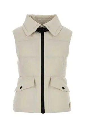 Moncler Ivory Polyester Sleeveless Hallaine Down Jacket - White
