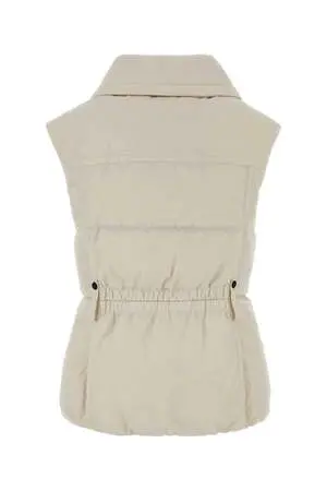 Moncler Ivory Polyester Sleeveless Hallaine Down Jacket - White