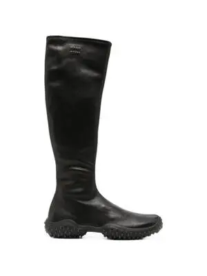 Miu Miu MIU MIU Logo Plaque Pebbled Texture Knee High Boots Multicolor