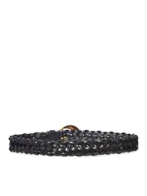 Etro Woven Leather Belt With Gold Buckle