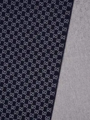 Gucci Wool And Cashmere Gg Pattern Scarf - Gray