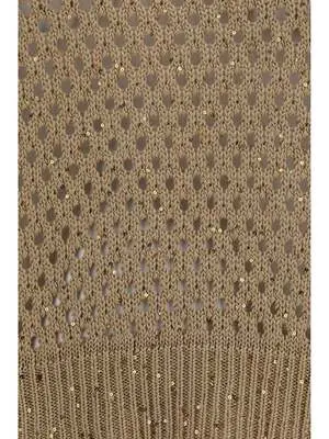 Max Mara Open Knit Cotton Sweater With Sequins