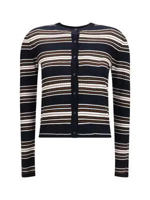 Max Mara Striped Silk And Wool Cardigan - Blue