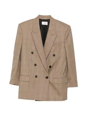 Saint Laurent Check Pattern Double-breasted Blazer - Multicolor