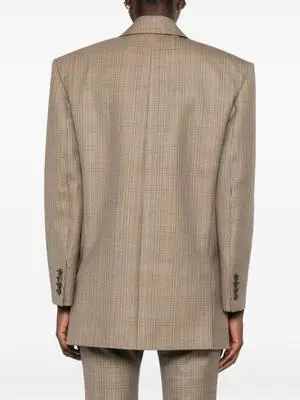 Saint Laurent Check Pattern Double-breasted Blazer - Multicolor