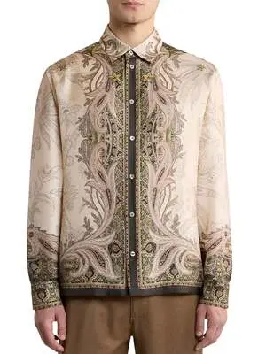 Etro Silk Twill Shirt With Placed Pegasus Print