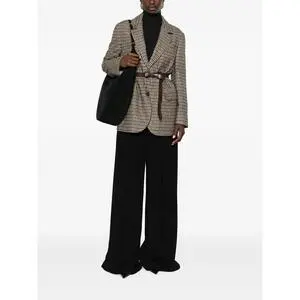 Brunello Cucinelli Check Pattern Belted Blazer - Cream