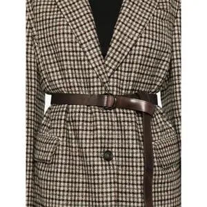 Brunello Cucinelli Check Pattern Belted Blazer - Cream